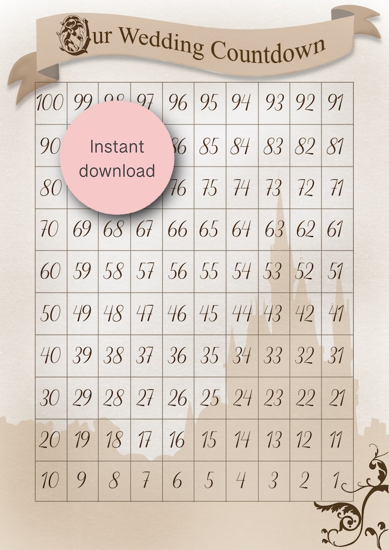 Vintage, Rustic Castle Wedding Countdown Download. Castle Wedding ...