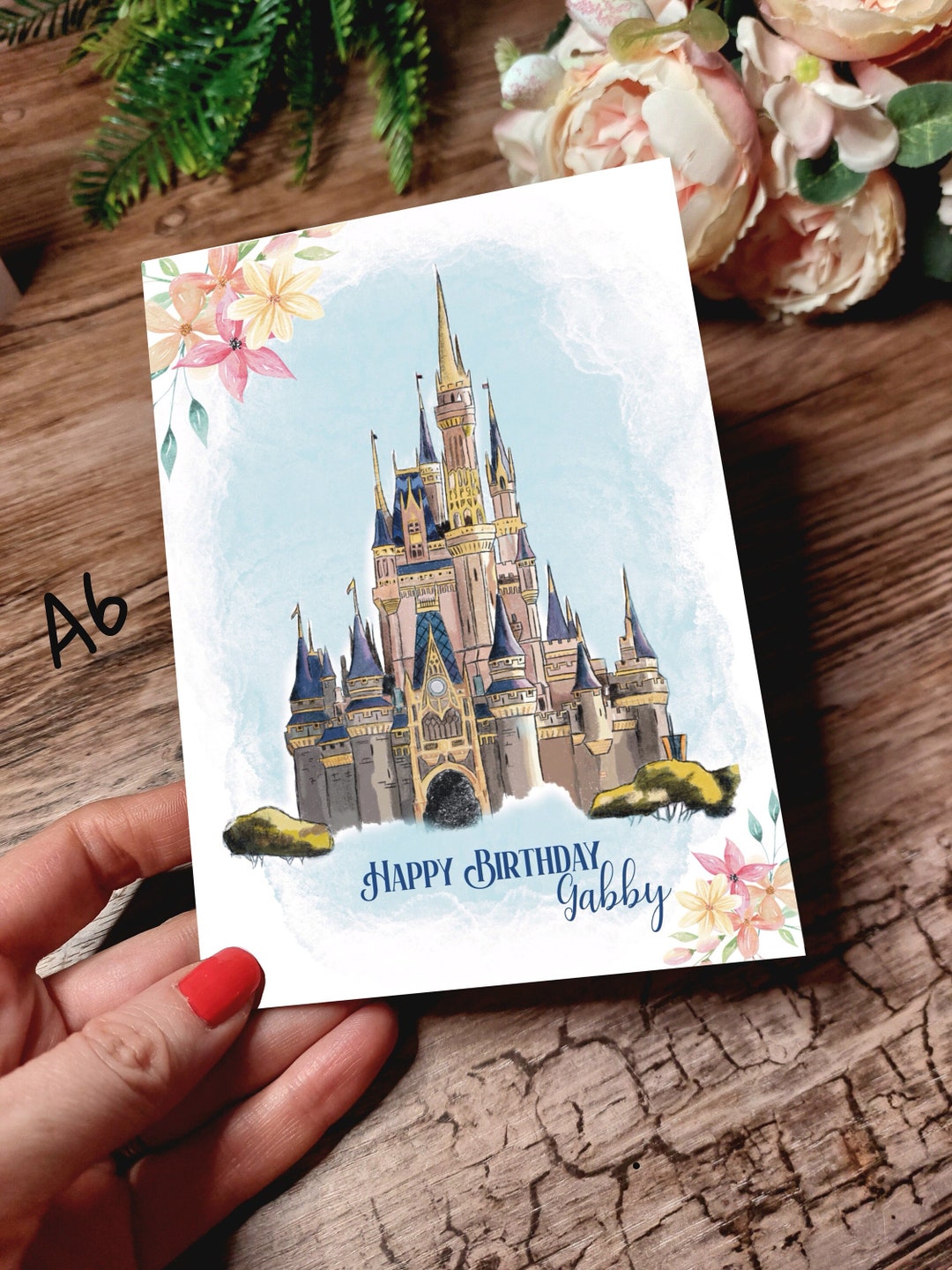 WDW Magic Kingdom Birthday Card. Personalised. Orlando Theme Park Icon ...