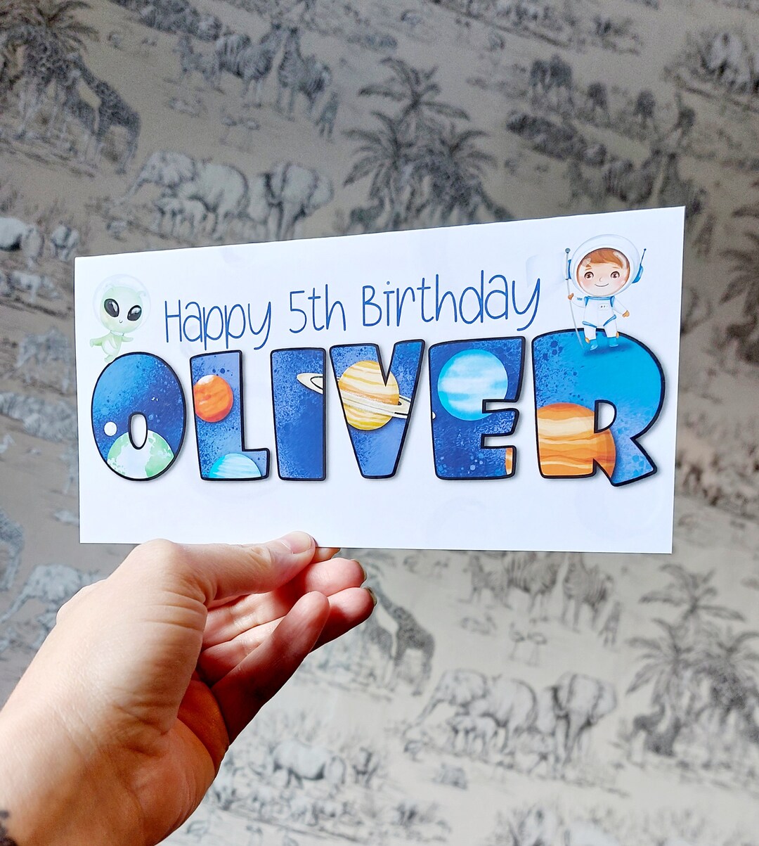 Personalised Space Themed Birthday Card for Boys/girls, Out of Space ...
