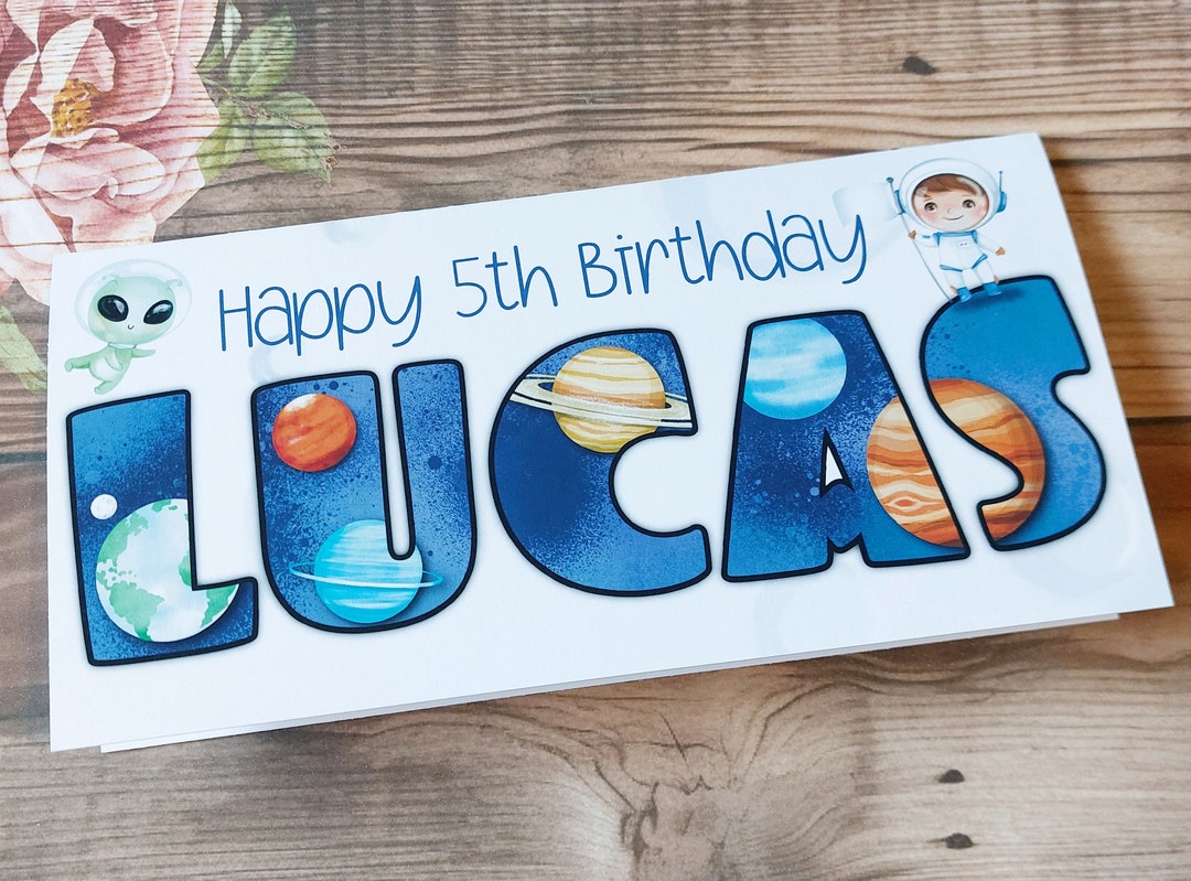 Personalised Space Themed Birthday Card for Boys/girls, Out of Space ...