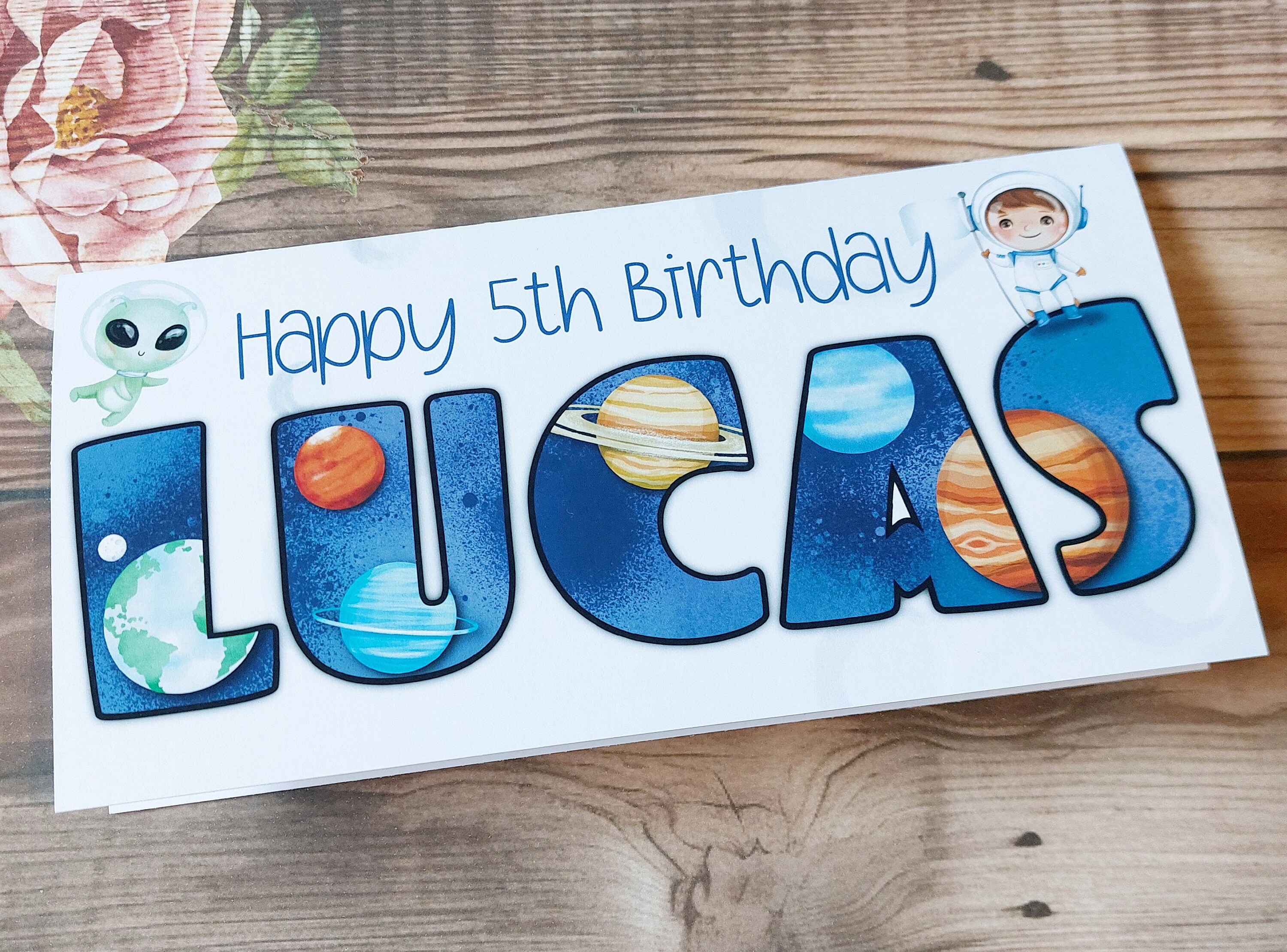 Personalised Space Themed Birthday Card for Boys/girls, Out of Space ...