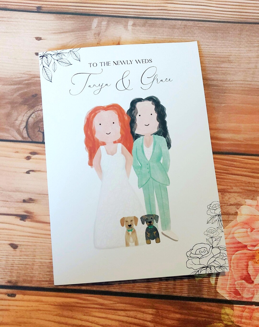 Personalised Wedding Day Card - Custom Couple Illustration ...