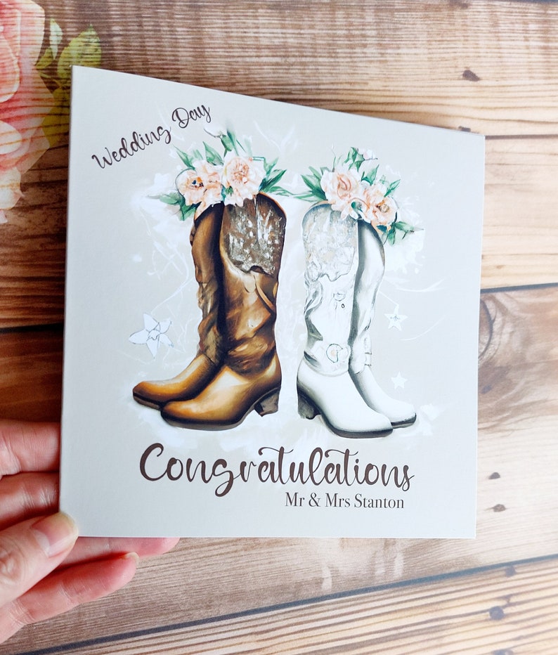 Personalised Country Wedding Day Card. Cow Boy, Country Themed Wedding ...