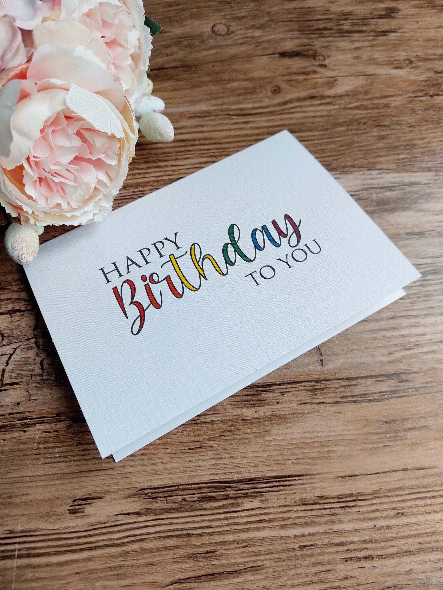 Happy Birthday Card With Rainbow Design, Gender Neutral Greeting Card ...