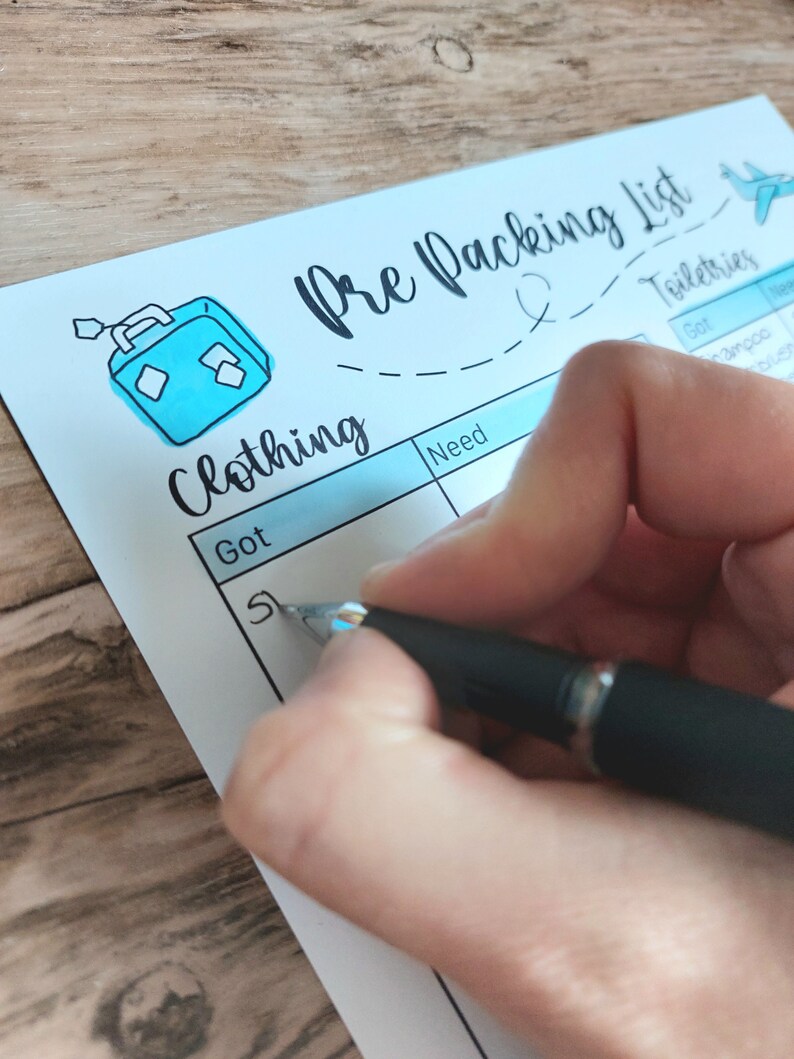 Printable Pre Packing List for Your Vacation/holiday Instant - Etsy