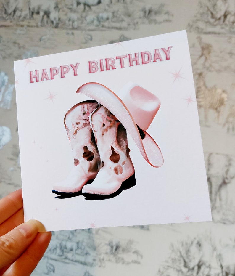 Personalised Cowgirl Boots Birthday Card | Western Style - Etsy