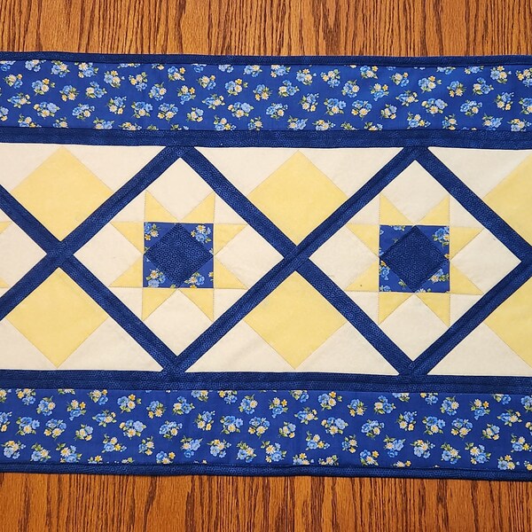 Blue and Yellow Table Runner - Etsy