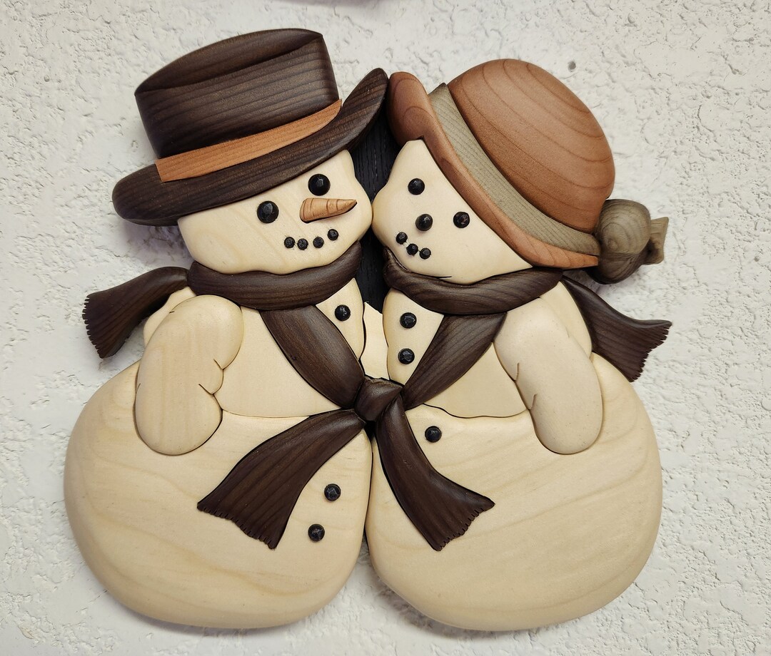 Wood Intarsia Snow Couple - Etsy