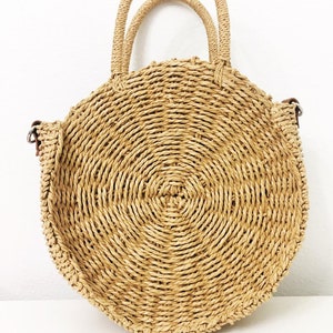 Beach Bag/straw Bag/summer Woven-straw Circle Handbag/circle Handbag ...