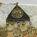 Antique Islamic Triangular Amulet Pendant With Black Stone, Arabic ...