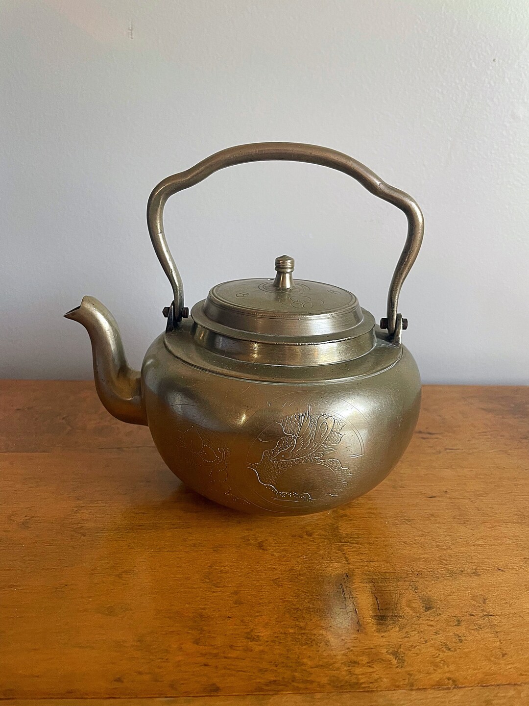 Vintage Korean Bangja Yugi Tea Pot With Bird & Character Designs Signed ...