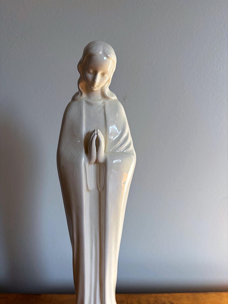 Vintage MJ Hummel Goebel Virgin Mary Praying Figurine White Porcelain ...