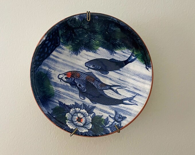 Vintage Koi Fish Plate Toyo Japanese Koi Porcelain Plate Hand Painted ...