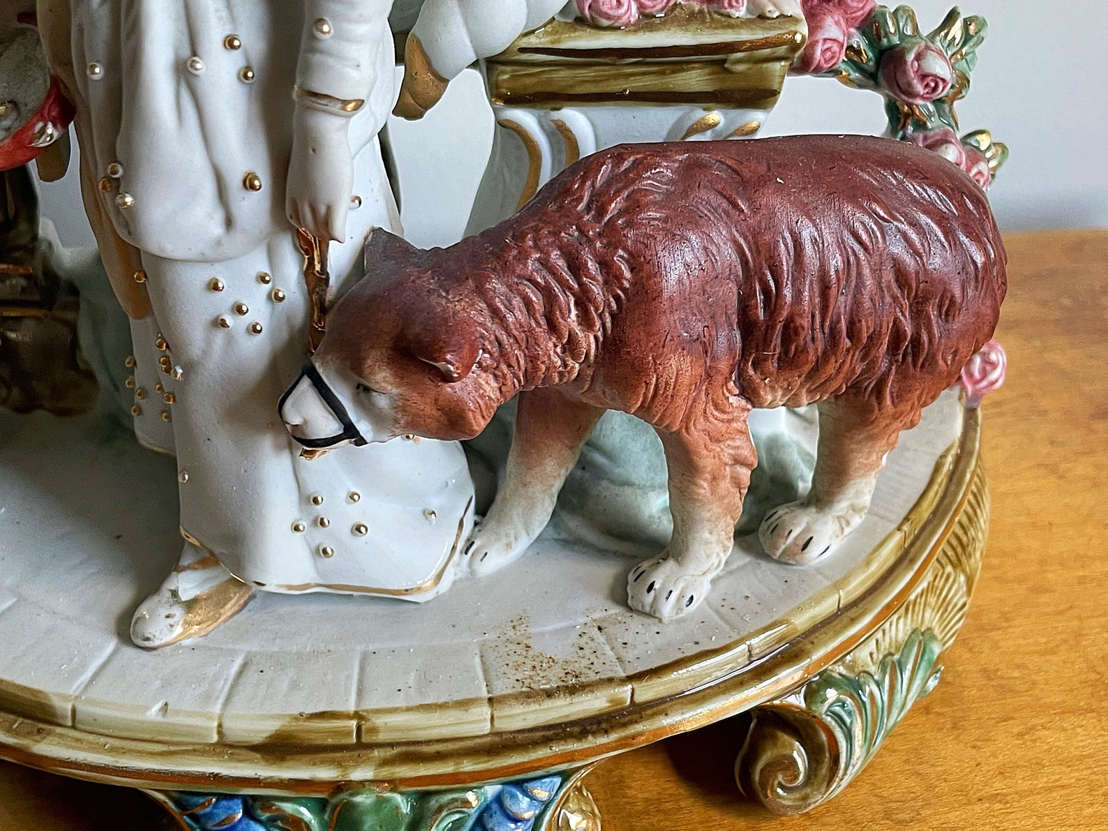 Antique Heubach Bisque Figural Vase - Boy, Woman, Cherub, Bear | German ...