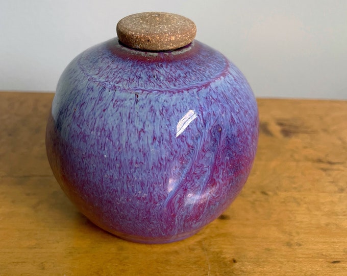 Vintage Stoneware Studio Pottery Purple Glaze Jar With Lid - Artist ...