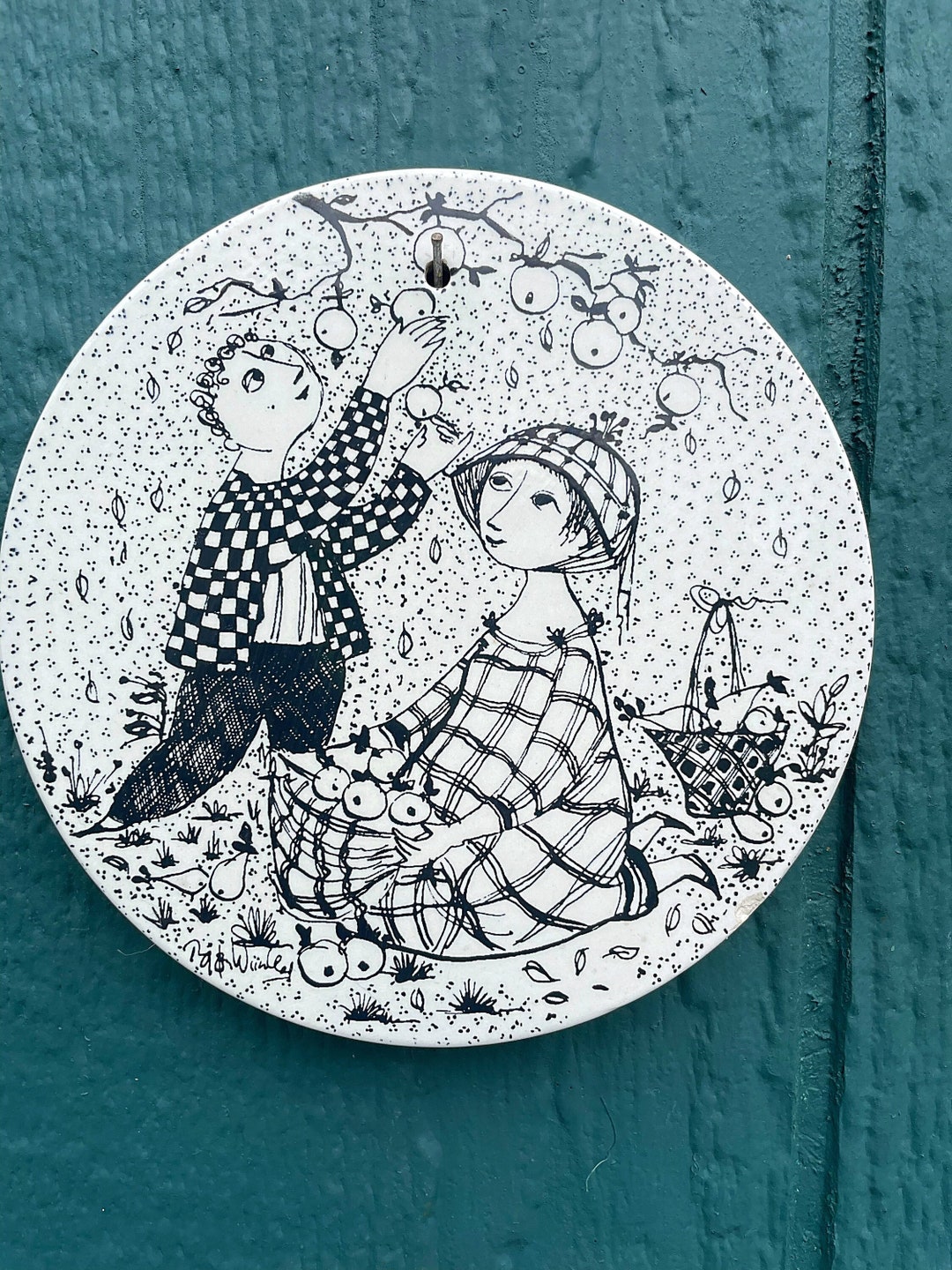 Vintage Bjorn Wiinblad October Paradis Wall Tile or Plaque Scandi Art ...