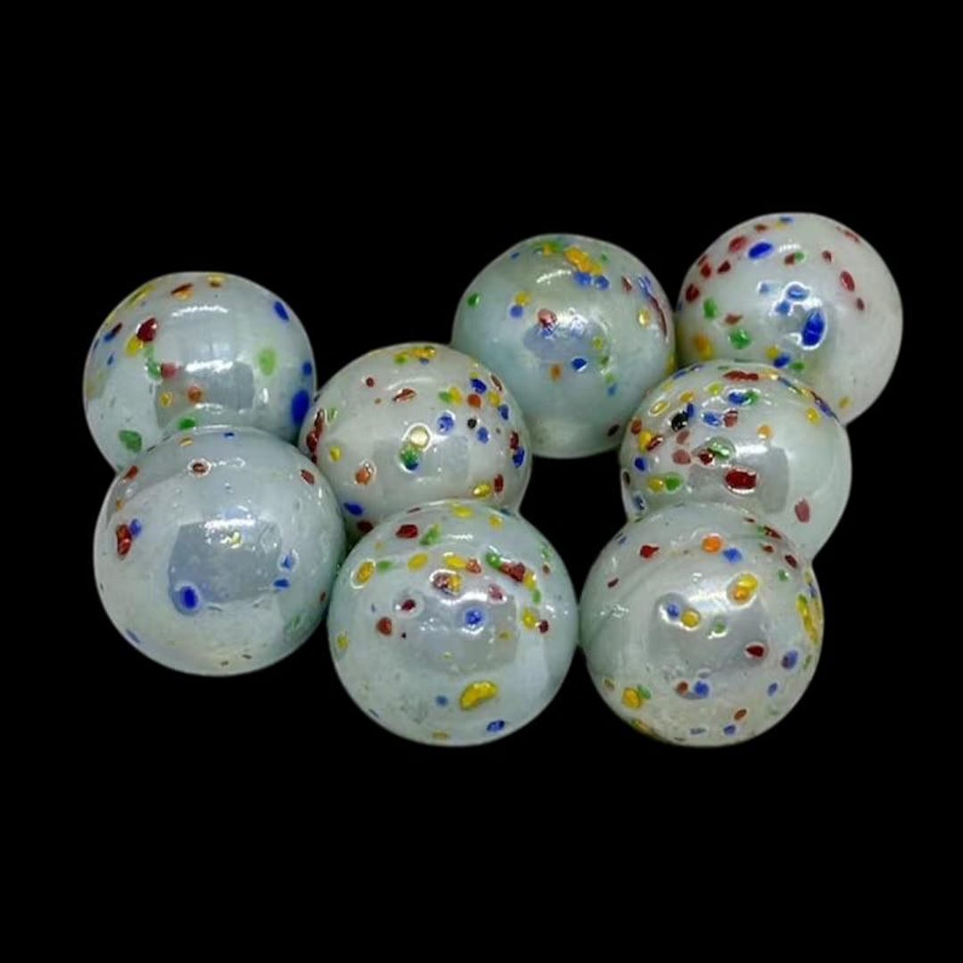 Vintage White Milk Glass Marbles: Confetti Glitter Bomb, Lot of 8 - Etsy