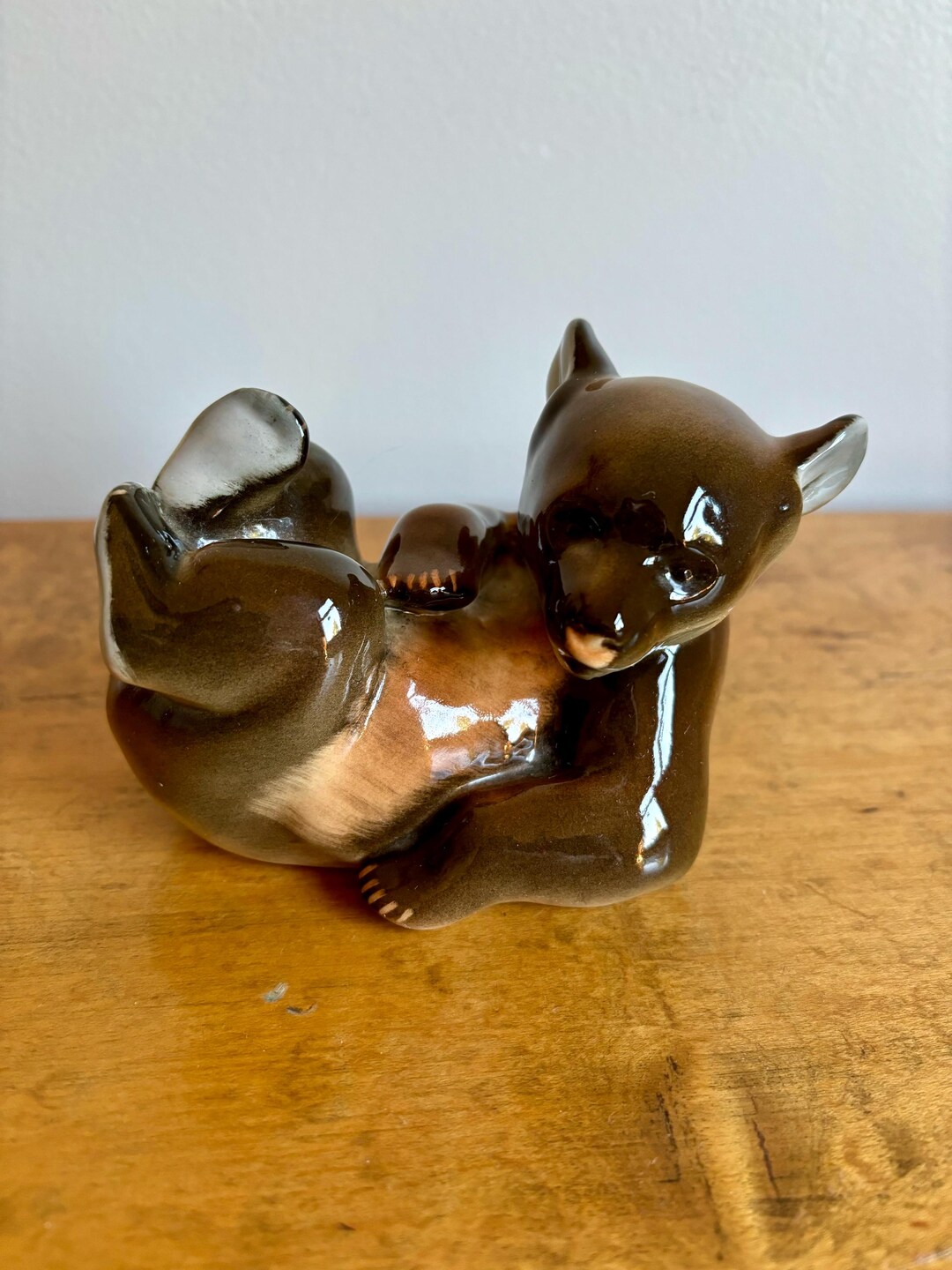 Vintage Lomonosov USSR Brown Bear Cub Figurine | Russian Ceramic ...