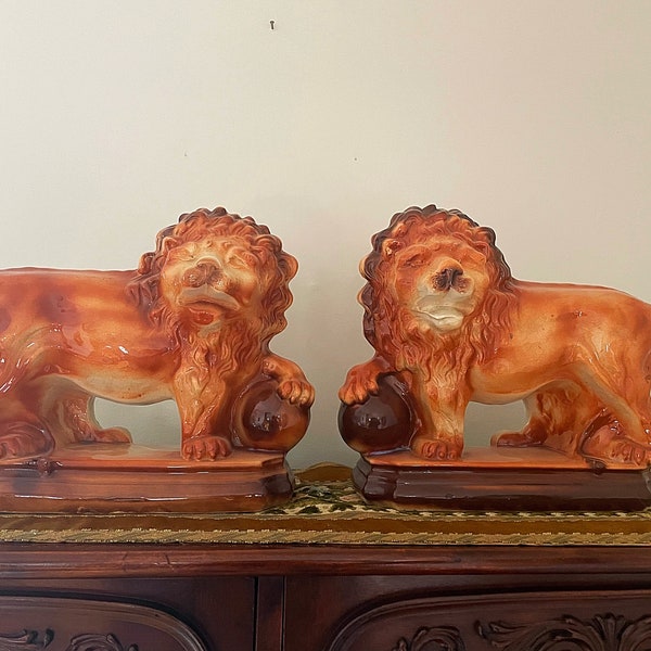 Lion With Ball Statue - Etsy