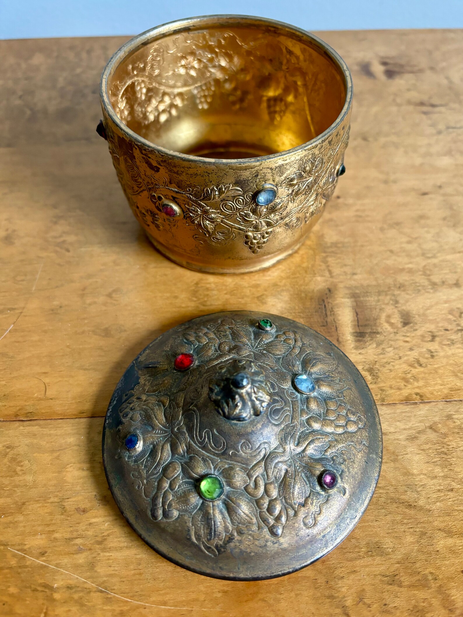Victorian Repousse Jewelry Box: Antique Apollo Silver Plate, Gold Tone ...