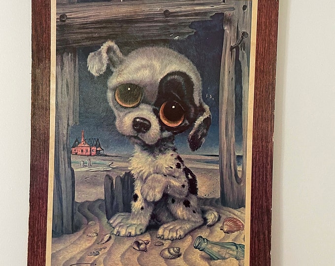 Vintage Big Eyes GIG Pity Puppy Lithograph on Board Large 12"x16" 1960 ...