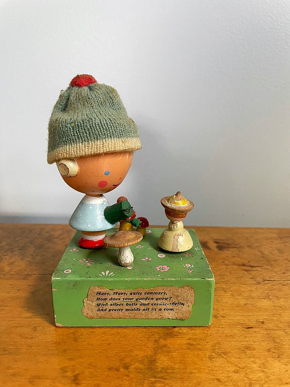 Vintage Sevi Wooden Egg Cup Italy Music Box Girl With - Etsy