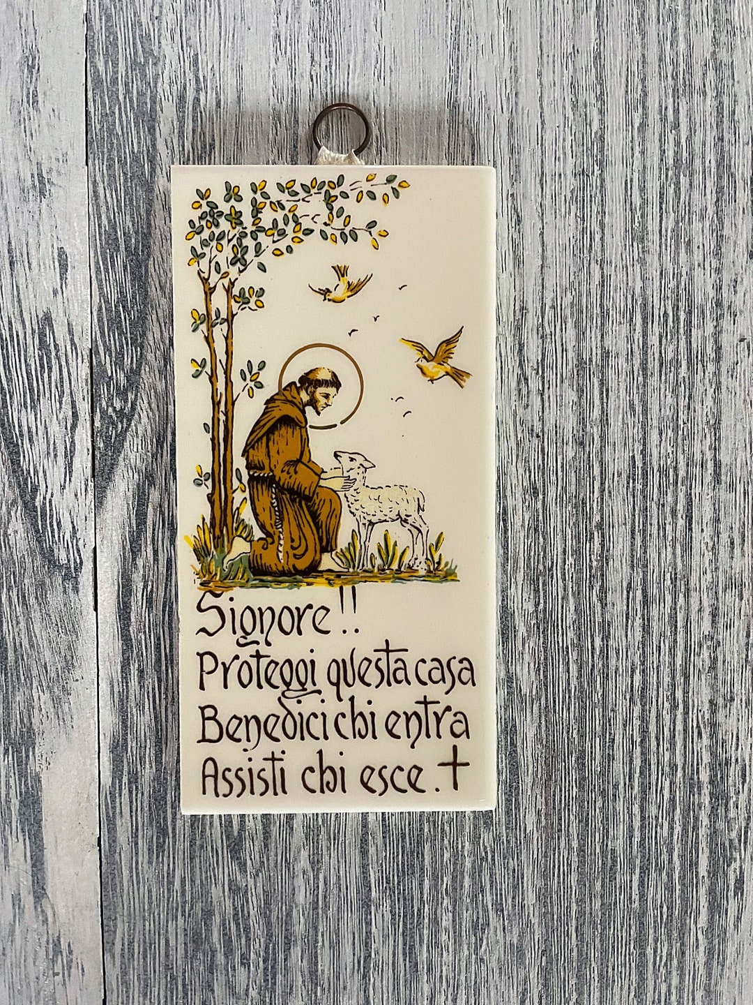 Vintage St. Francis of Assisi Religious Tile Italian Artigianato Wall ...