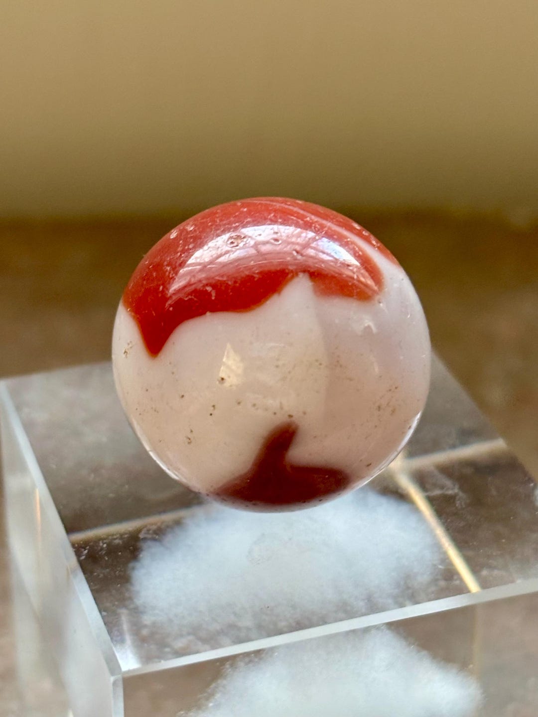 Vintage Marble King Peltier Red Oxblood and Patch Glass Shooter Marble, Collectible, Pre 1970’s ...