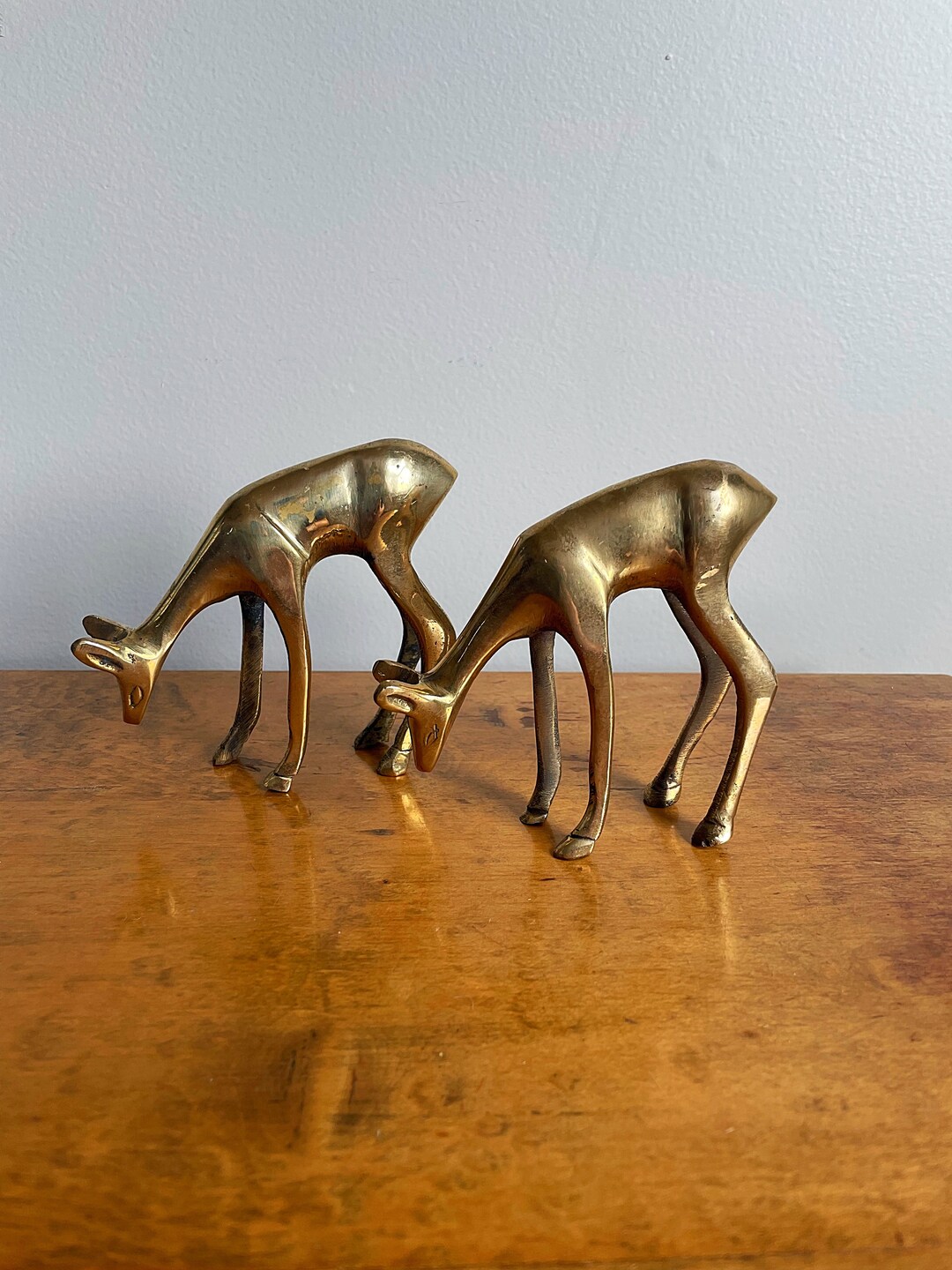 Vintage Brass Deer Figurine Pair of Brass Grazing Deer Statues Vintage ...