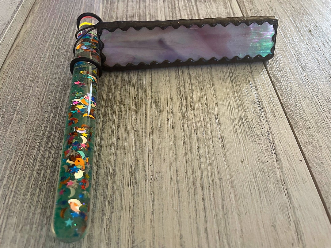 Kaleidoscope With Pink Slag Glass Viewer and Blue Oil Wand With ...