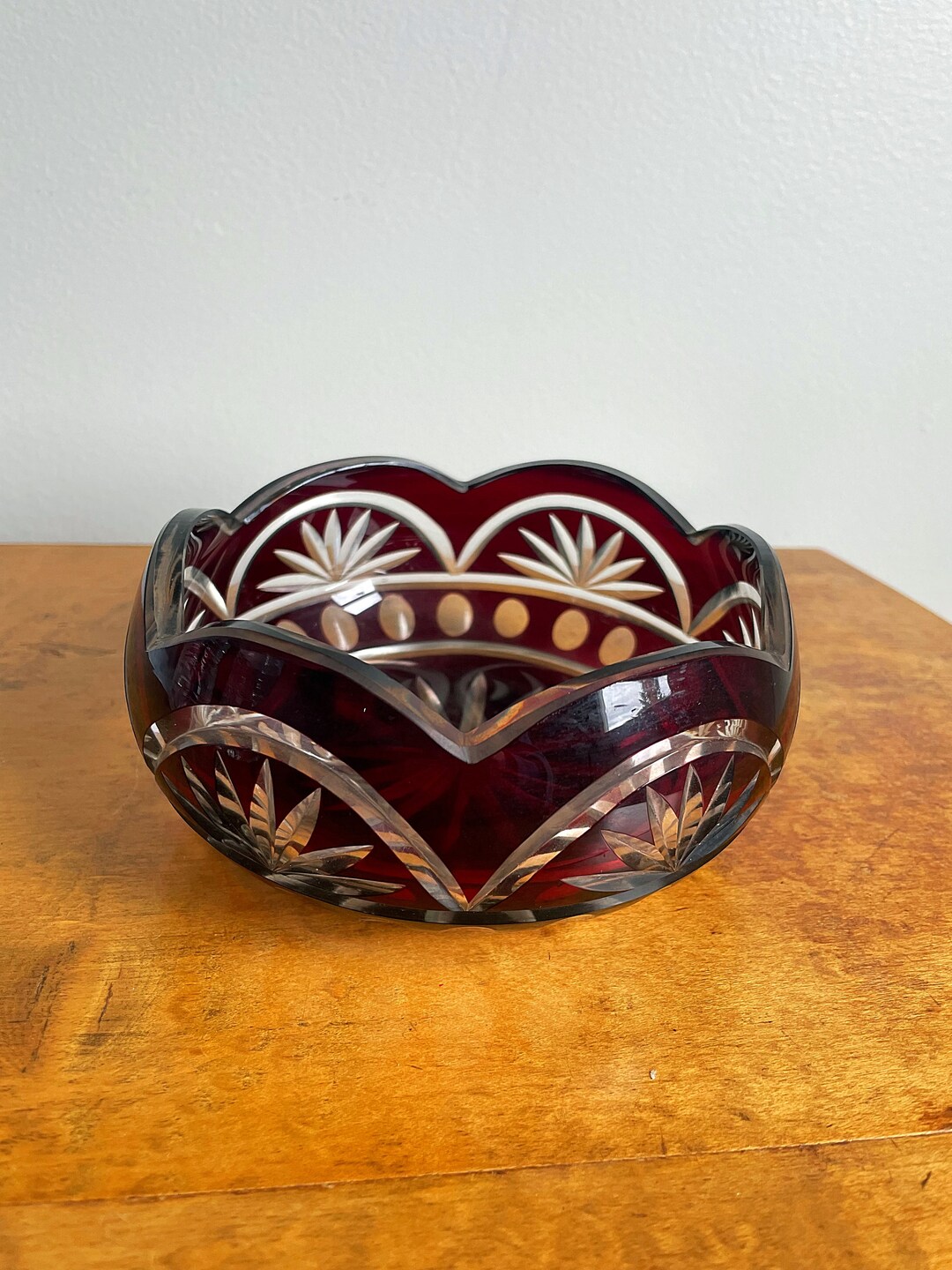 Antique Bohemian Czech Ruby Red Cut to Clear Thumbprint - Etsy