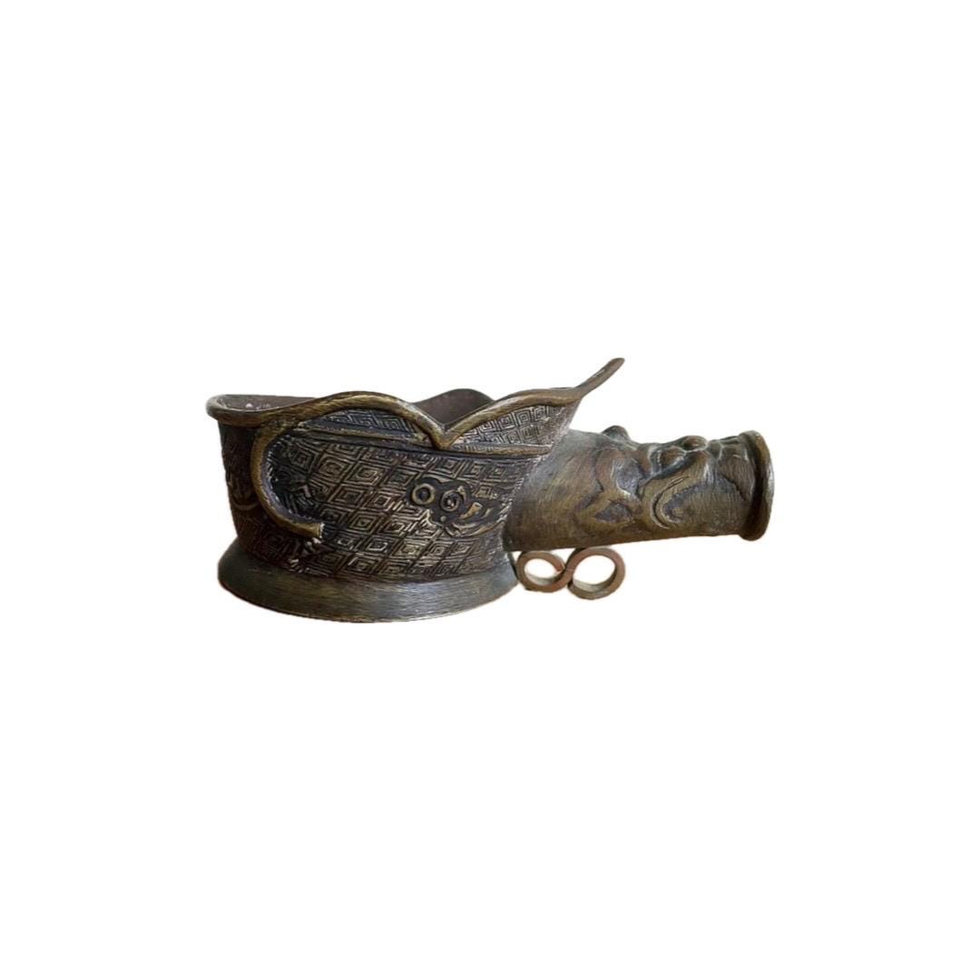 Antique Bronze Chinese Silk Flat Iron Dragon Face Handle - Etsy