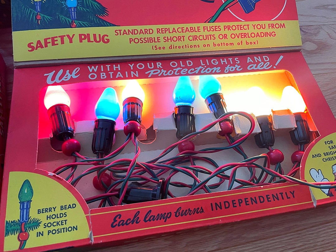 Vintage MCM Christmas NOMA Colored Glass Bulb Lights Set of 3 Working ...