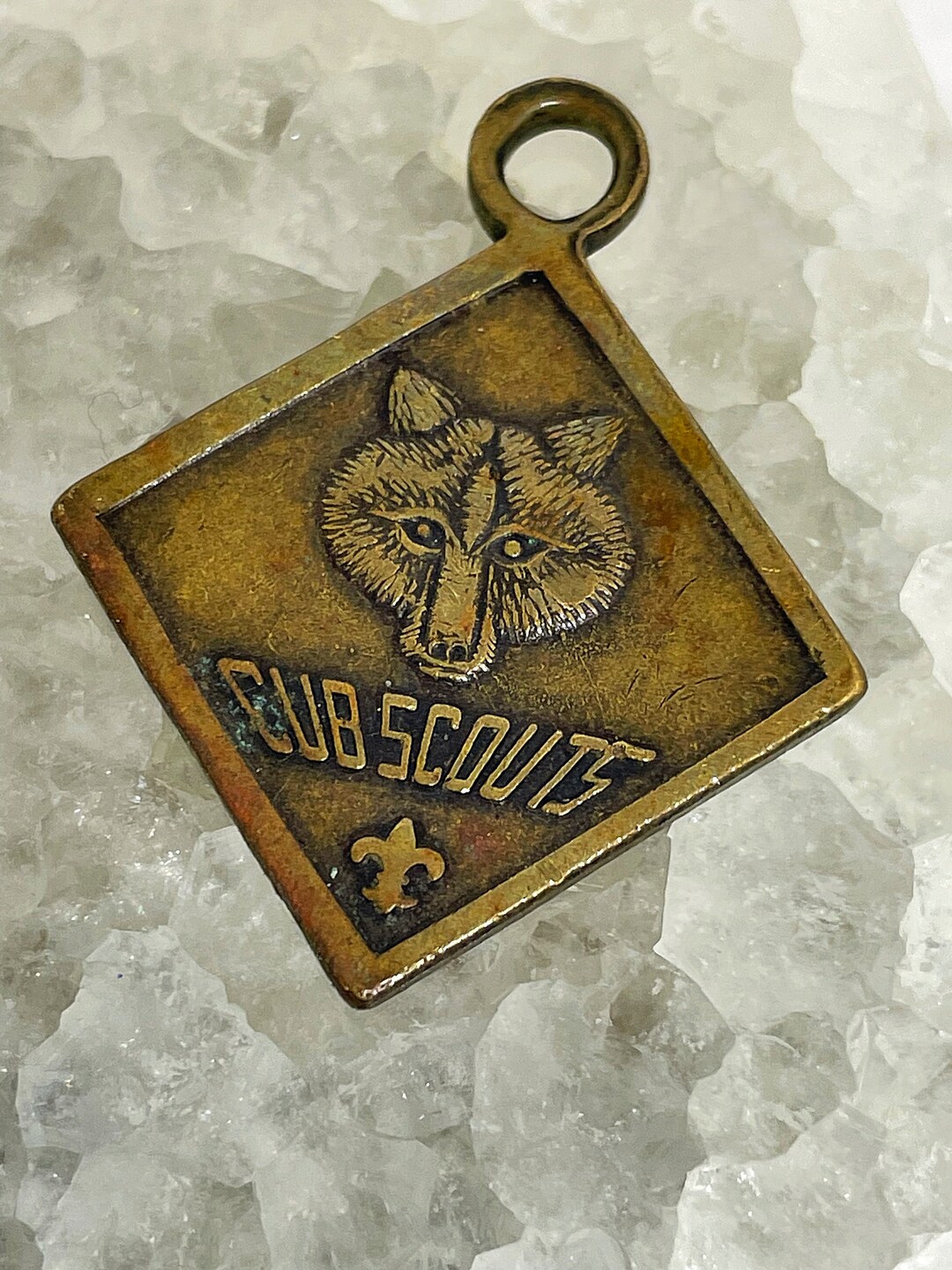 Vintage Cub Scouts Raised Wolf Bronze Pendant or Charm With Pledge ...