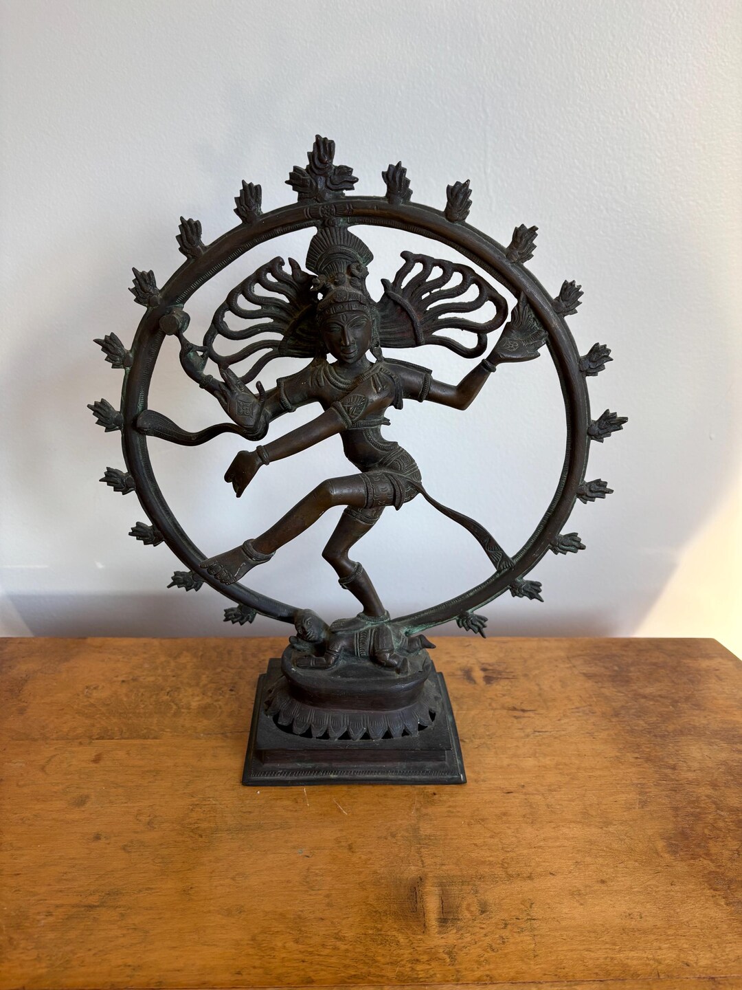 Antique Bronze Lord Shiva Nataraja Four Armed Hindu God Statue, Dancing ...