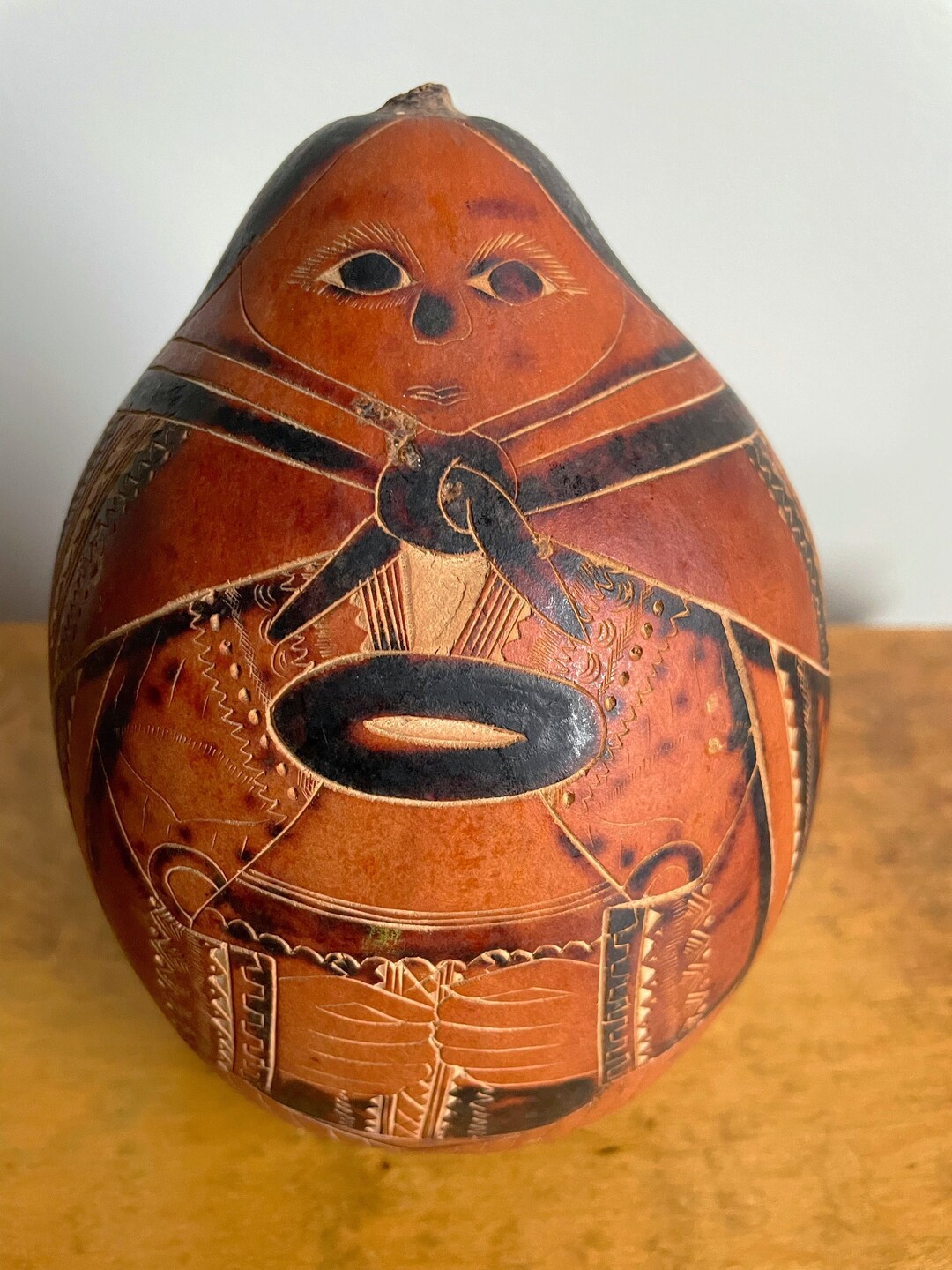 Vintage Peruvian Gourd Hand Carved Woman Gourd Made in Peru Indigenous ...