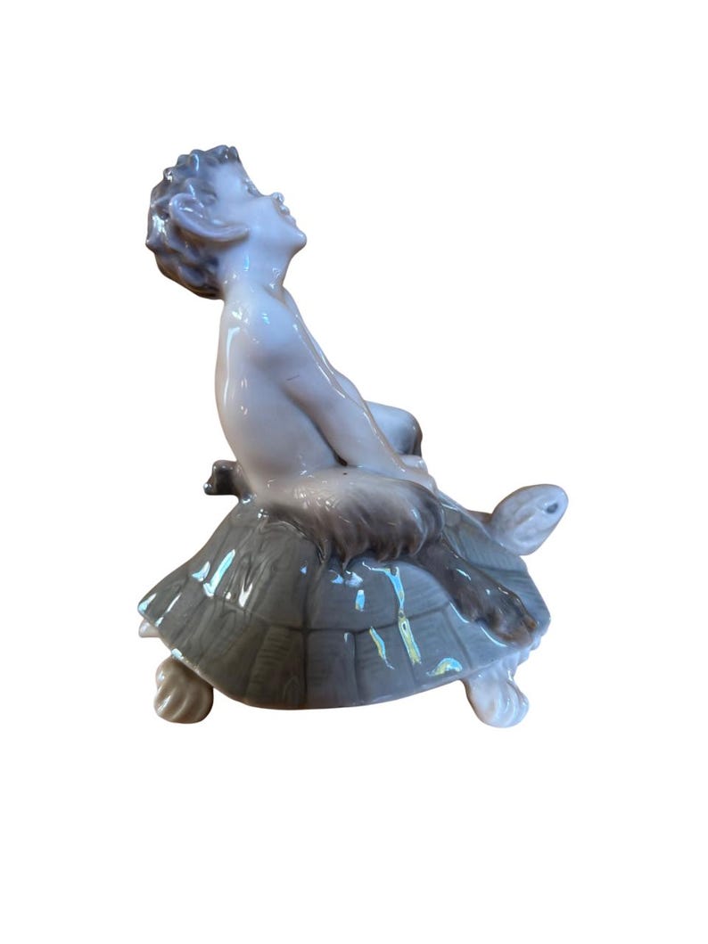 Vintage Royal Copenhagen Faun (satyr/pan) on Tortoise Figurine #858 ...