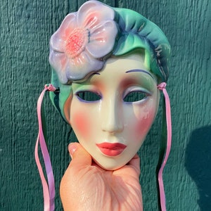 Vintage Clay Art San Francisco Garden Fairy Mask Rare 1990's Porcelain ...