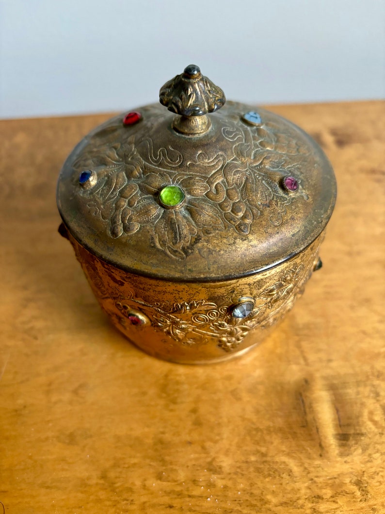 Victorian Repousse Jewelry Box: Antique Apollo Silver Plate, Gold Tone ...