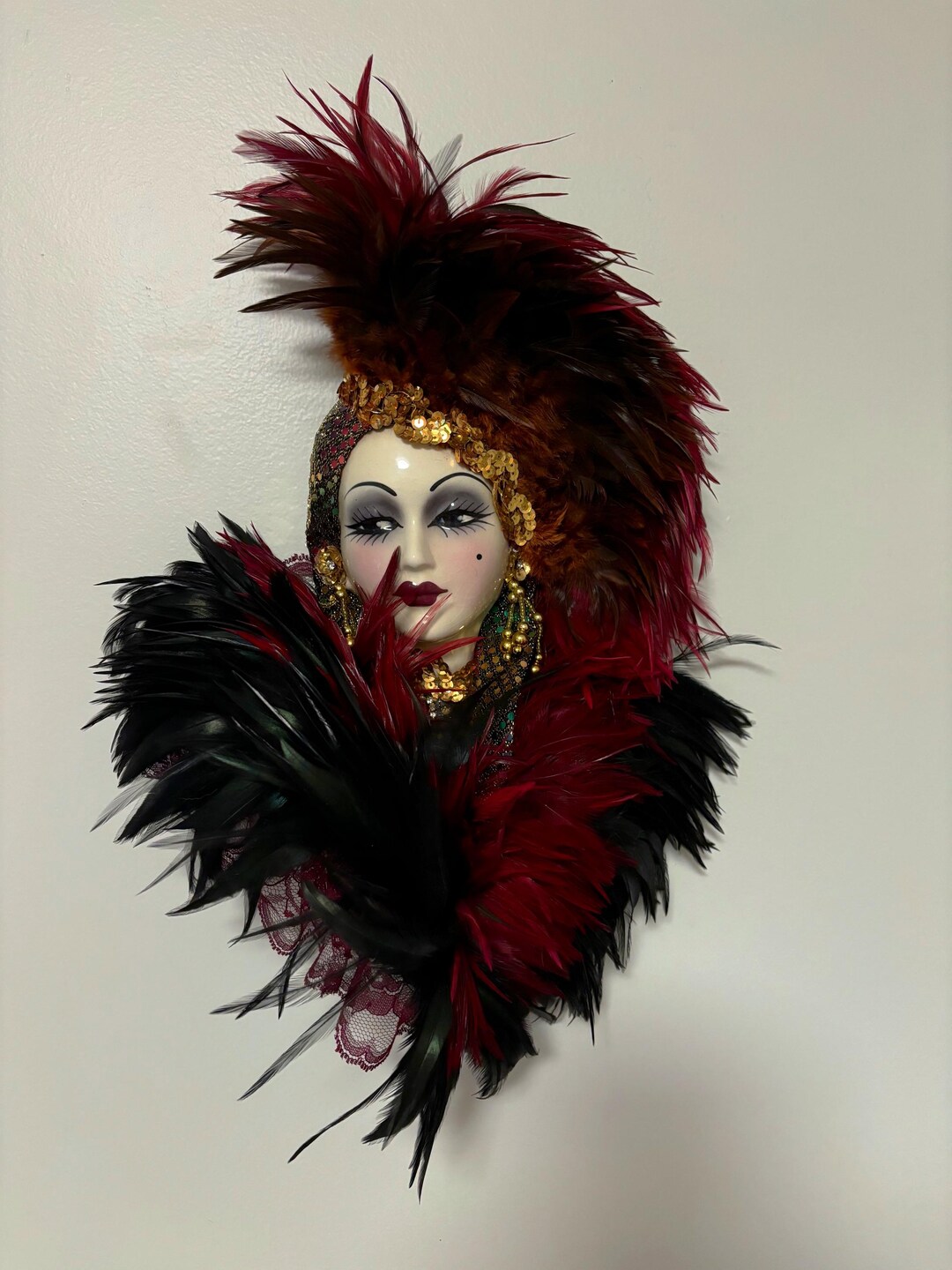 Unique Creations Porcelain Mask - Art Deco Style Flapper Mask - Fashion ...