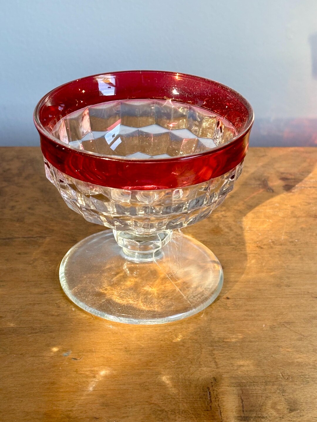 Vintage Whitehall Colony Ruby Flash Champagne Sherbet Glass With Ruby ...