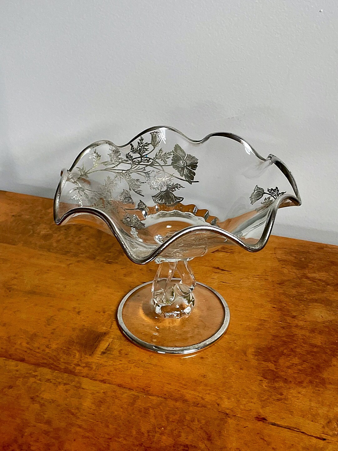 Vintage Silver City Glass Co Flanders Glass Candy Dish Bowl Compote ...