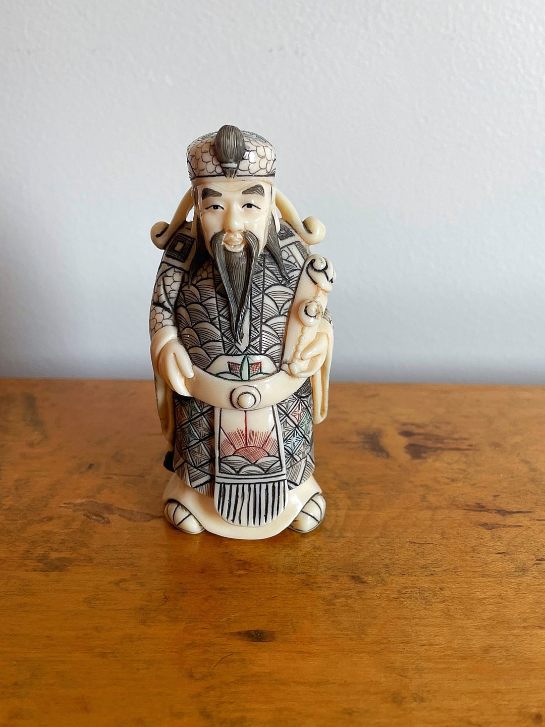 Vintage Chinese God Figurine God of Status Fu Lu Shou Resin God Chinese ...