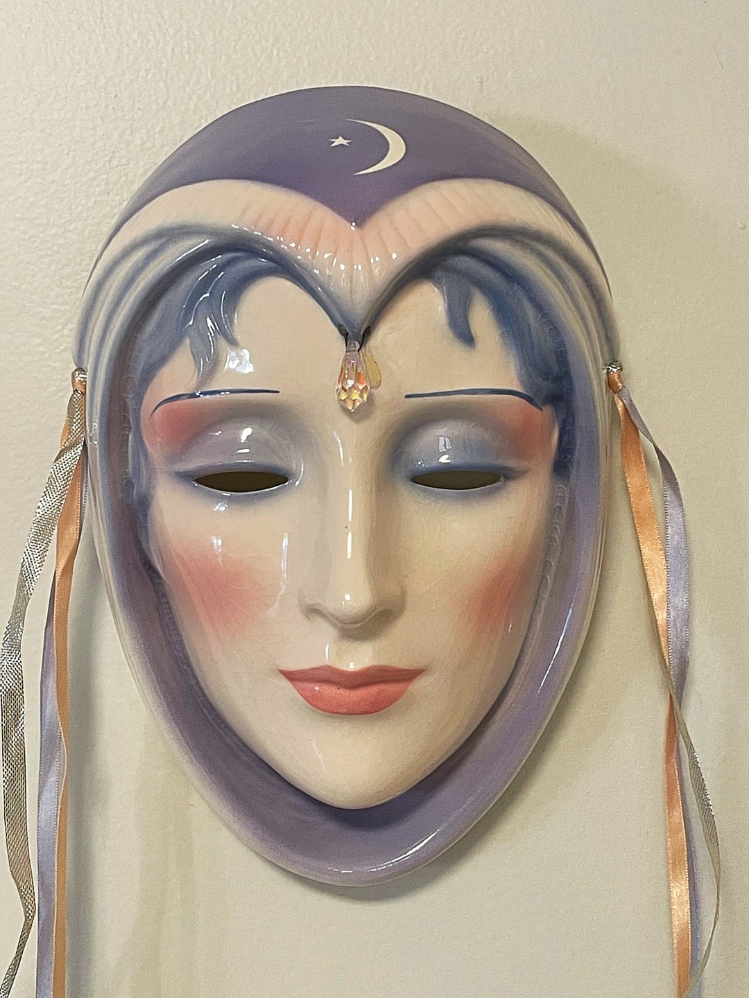 Vintage Moon Goddess Ceramic Wall Mask by Clay Art of San Francisco ...