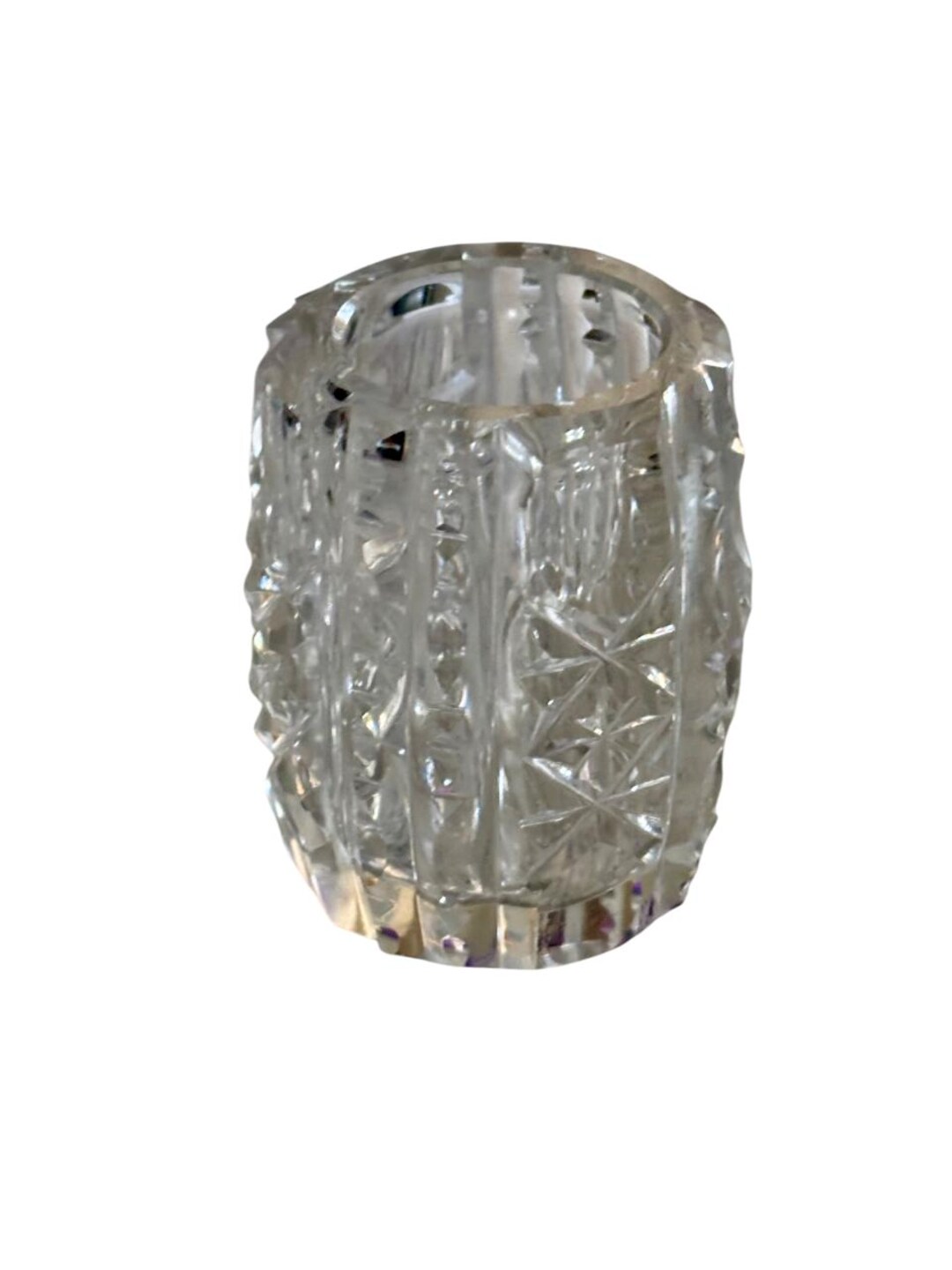 Vintage Cut Crystal Toothpick Holder: Star & Thumbprint Design - Etsy