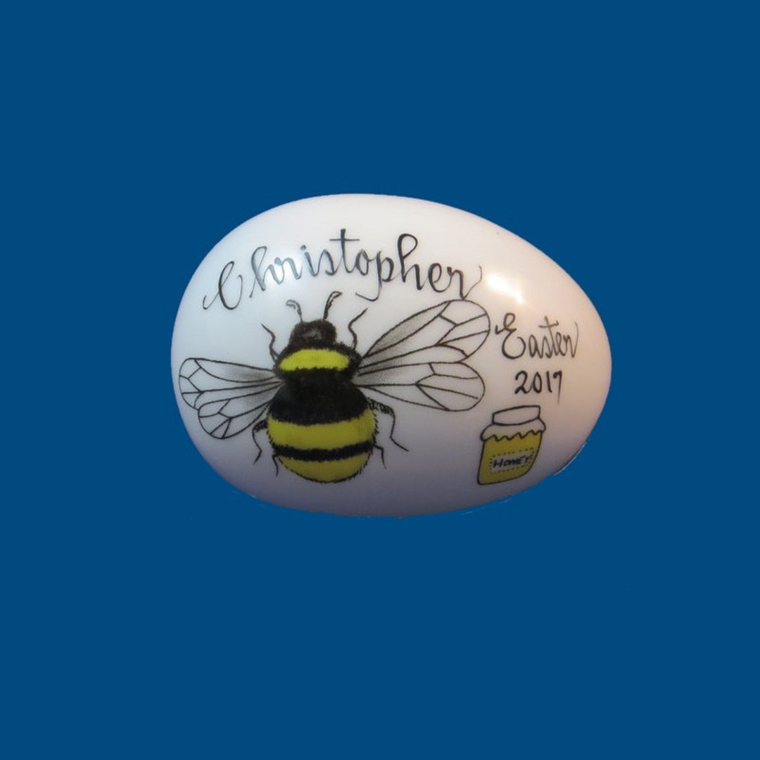 Hand Painted Porcelain Easter Egg With Bumblebee-easter Gift - Etsy