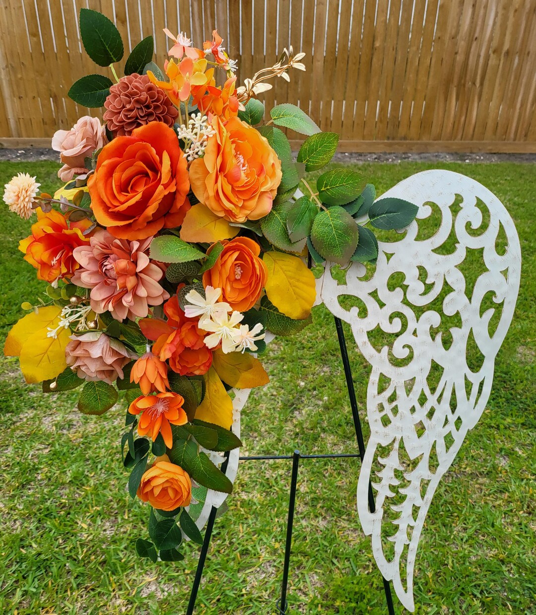 Perfect for Fall - Angel Wings With Orange Silk Flowers - Etsy