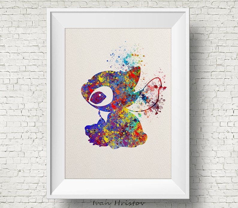 Stitch Lilo And Stitch Disney Watercolor Art Print Giclee Etsy 