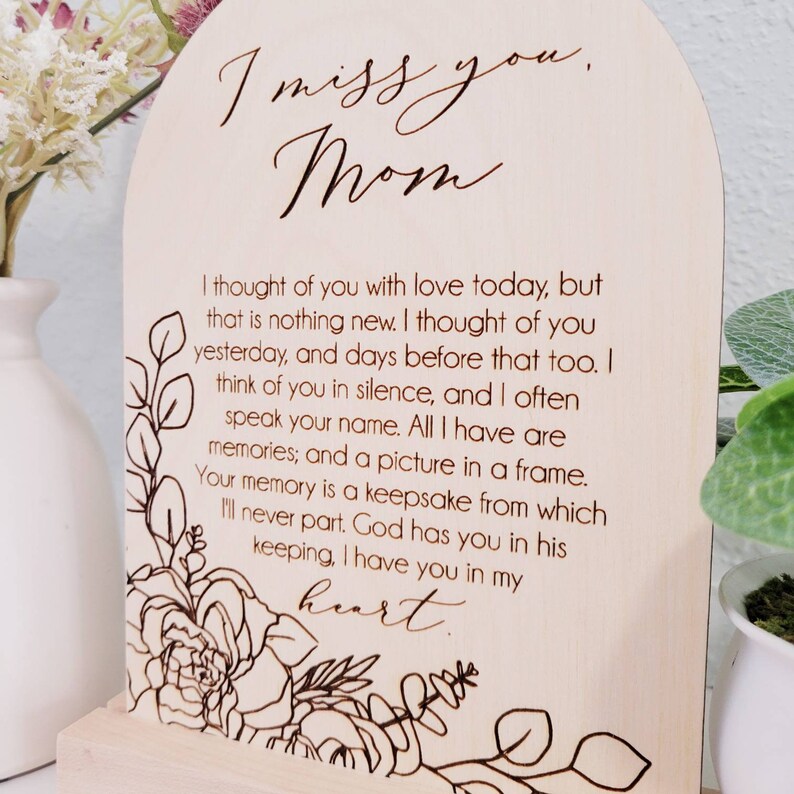 Mom Mother Memorial Wood Engraved Sign Plaque I Miss You - Etsy