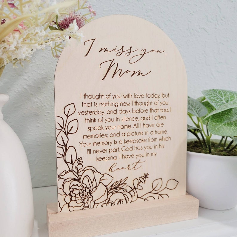 Mom Mother Memorial Wood Engraved Sign Plaque I Miss You - Etsy